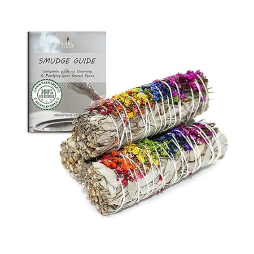 Energy Wheel Floral Sage Smudge Sticks with Smudge Guide, 3-Pack – Soul ...